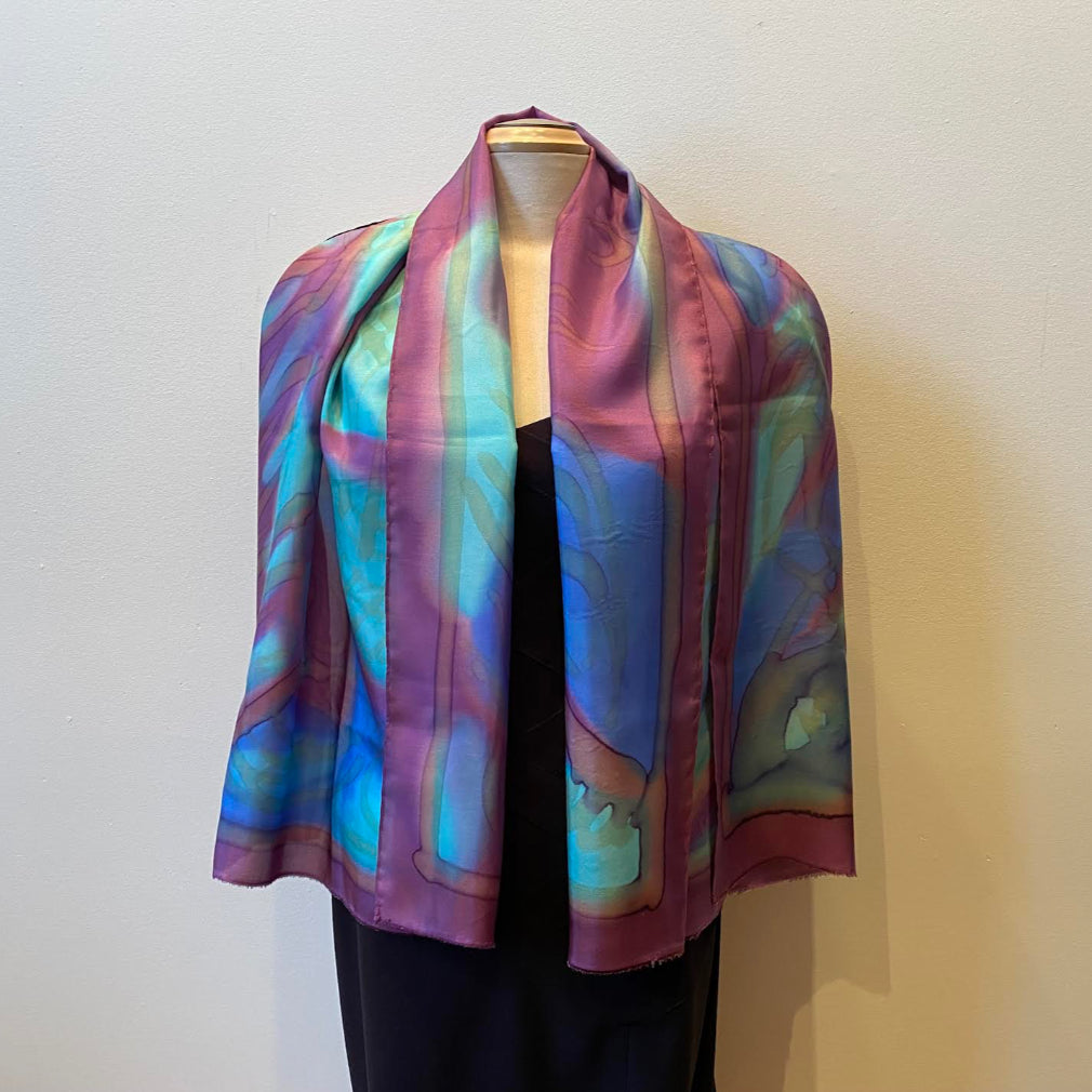 Handpainted silk scarf, art to wear, designer scarf – Dana Roman Art